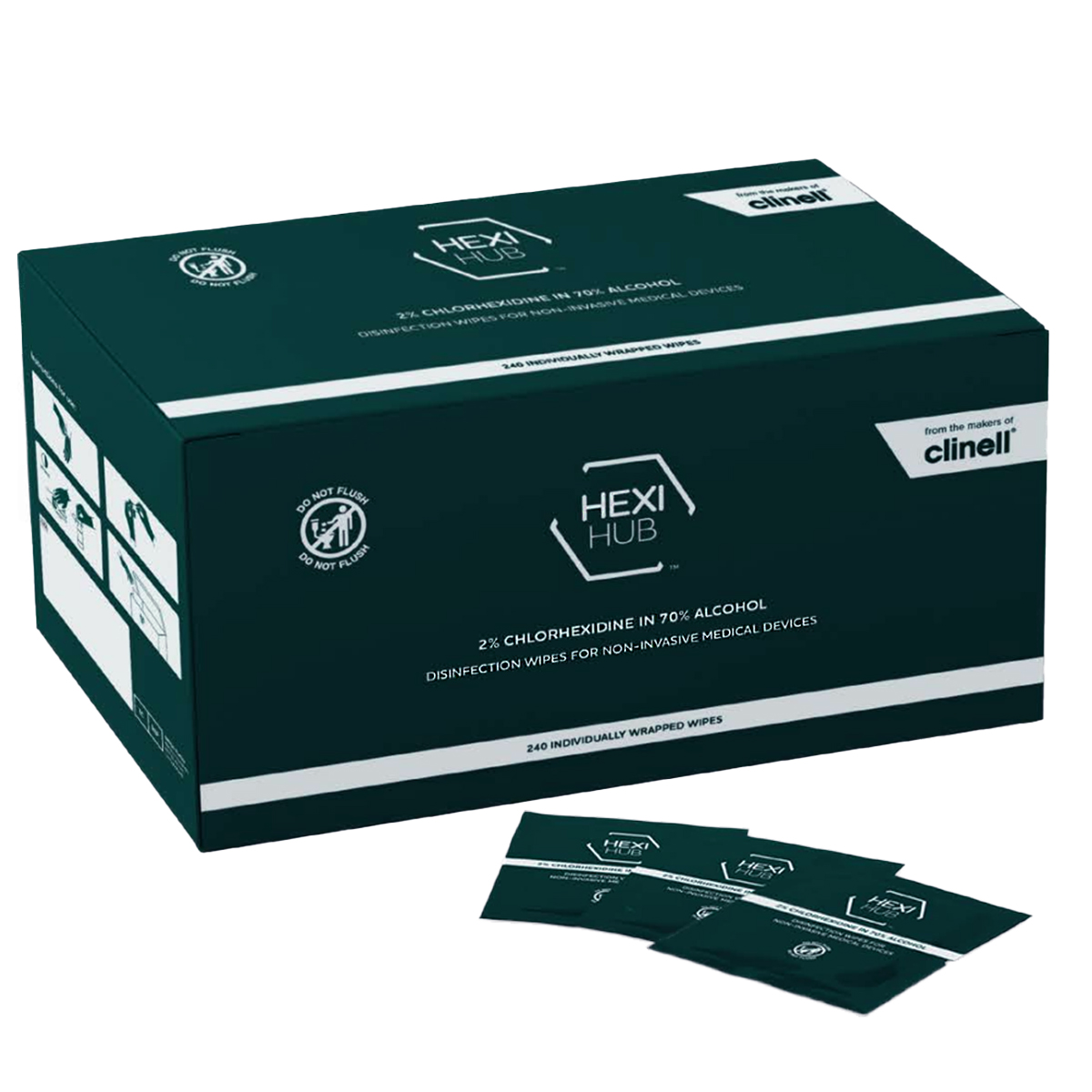 Clinell Hexi Hub Alcohol 2% Chlorhexidine 240 Sachet Wipes — Monsters Ink