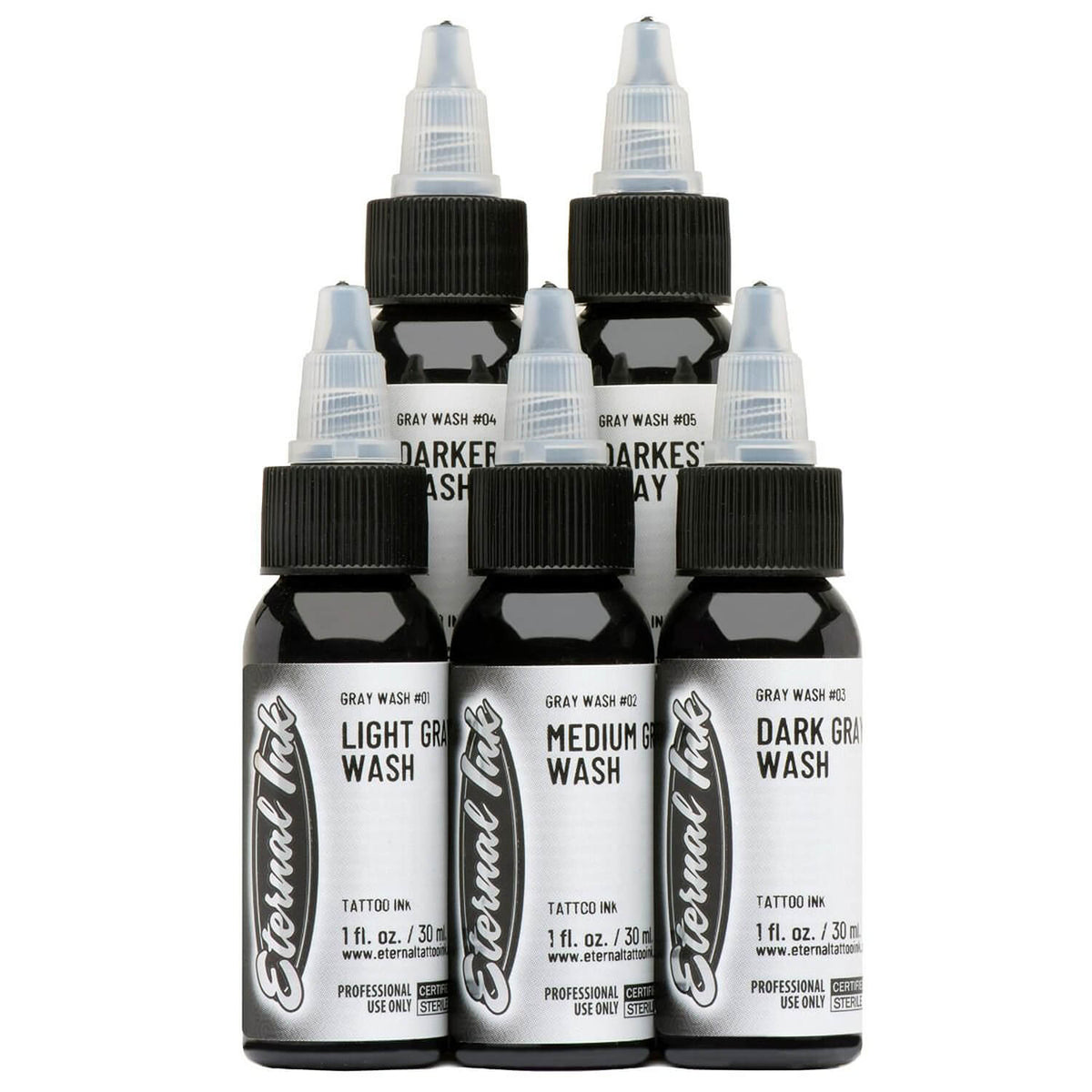 Eternal Ink Greywash Tattoo Ink Set (5 x 2oz Bottles) | Monsters Ink